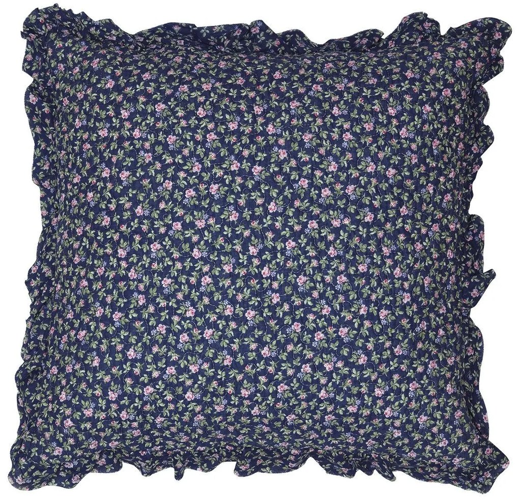 GREEN GATE Povlak na polštář Berta Dark Blue 50x50cm, modrá barva, textil