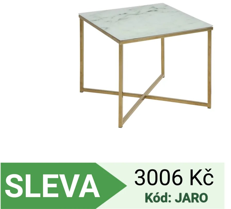 Hranatý konferenční stolek Alisma white / golden