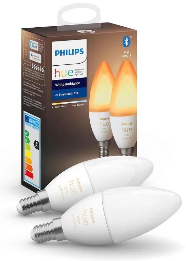 SADA 2x LED Stmívatelná žárovka Philips Hue WHITE B39 E14/4W/230V 2200K-6500K