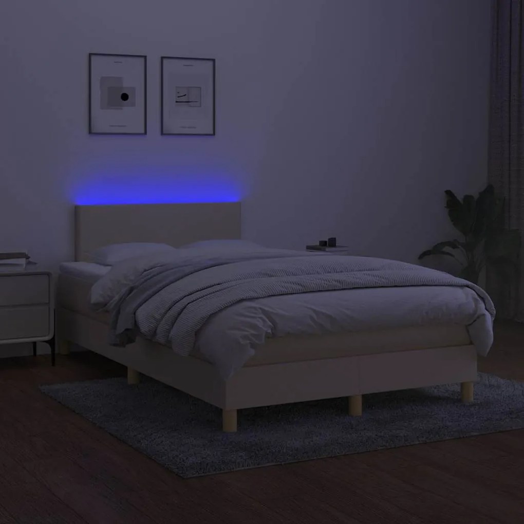 Box spring postel s matrací a LED krémová 120 x 200 cm textil 3133546