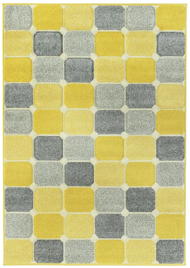 Koberce Breno Kusový koberec PORTLAND 172/RT4J, Žlutá, Vícebarevné, 67 x 120 cm