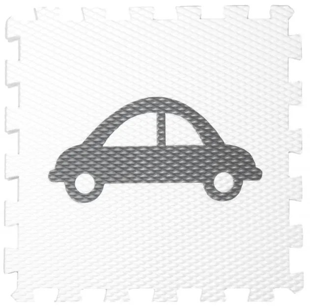 Vylen Pěnové podlahové puzzle Minideckfloor s autem Bilý s hnědým autem 340 x 340 mm