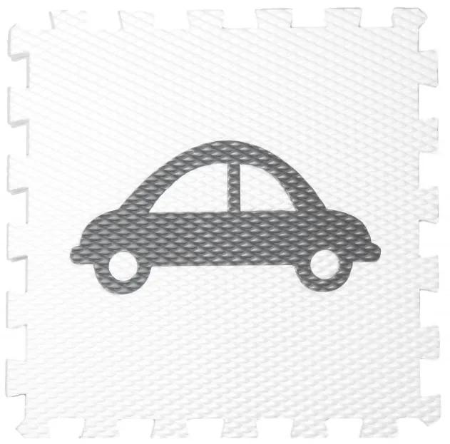 Vylen Pěnové podlahové puzzle Minideckfloor s autem Hnědý s bílým autem 340 x 340 mm