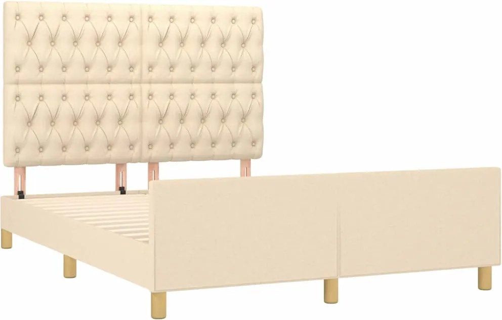 Rám postele bez matrace krémový 140 x 190 cm textil 3125297