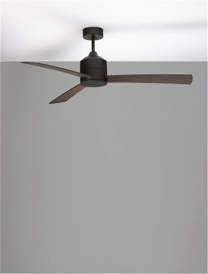 NV 9952350 Stropní ventilátor AXEL černý hliník a listy ořech - NOVA LUCE