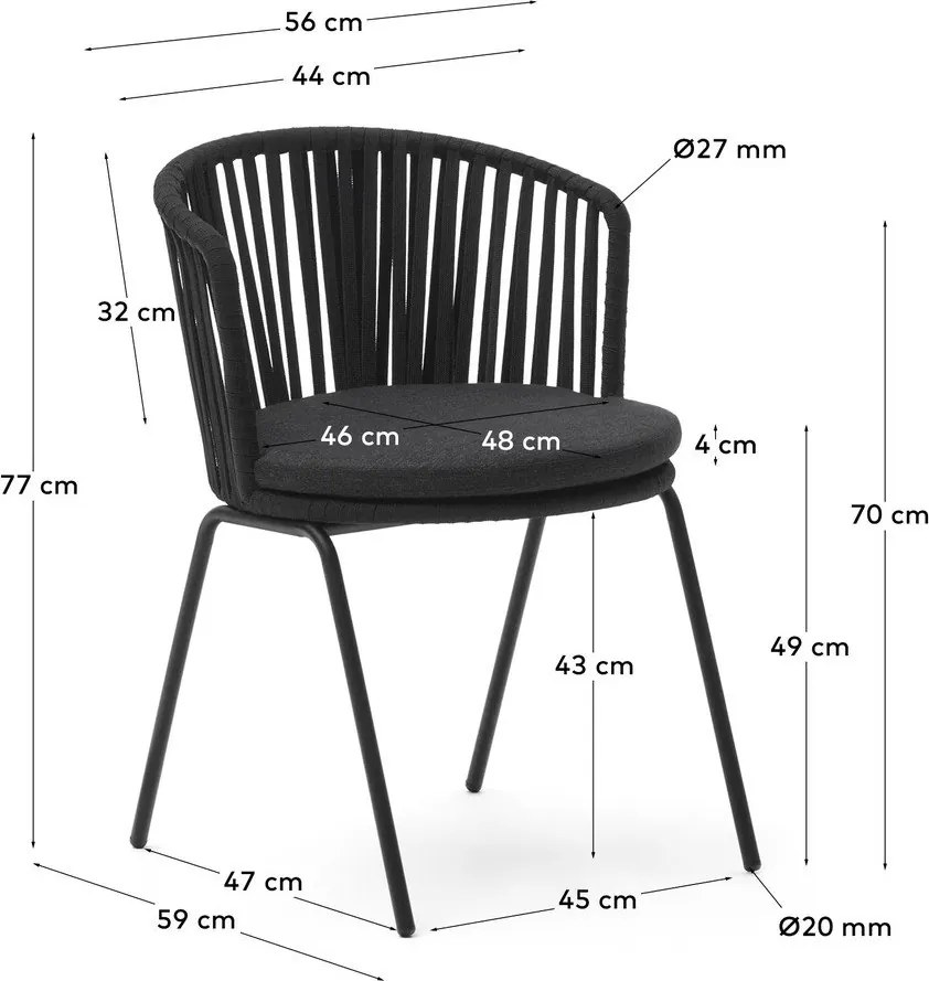 Černá kovová zahradní židle Saconca – Kave Home