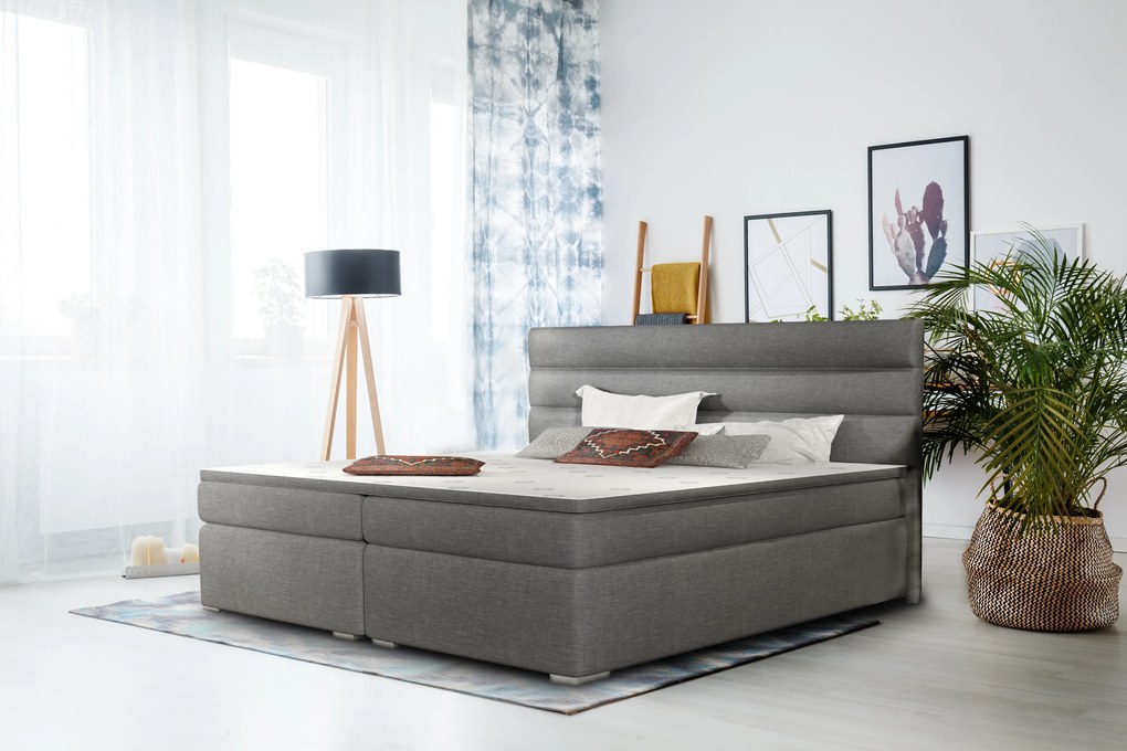 Elegantní box spring postel Barone 180x200, šedá