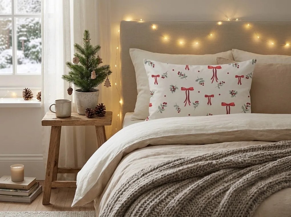 Bavlněný povlak na polštář HOLLY BOWS 50x70 cm, barevný