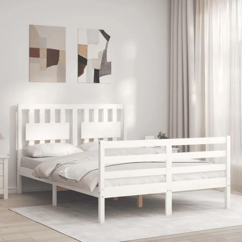 vidaXL Rám postele s čelem 120 x 200 cm masivní dřevo [3194306] Barva: Bílá