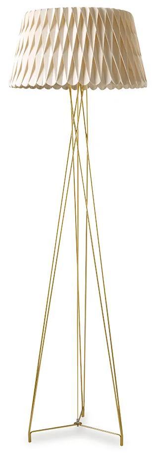 Designová stojací lampa z dřevěné dýhy Lola Floor  Designová stojací lampa z dřevěné dýhy Lola Floor Barva nohy: Zlatá, Dekor: Slonovinově bílý