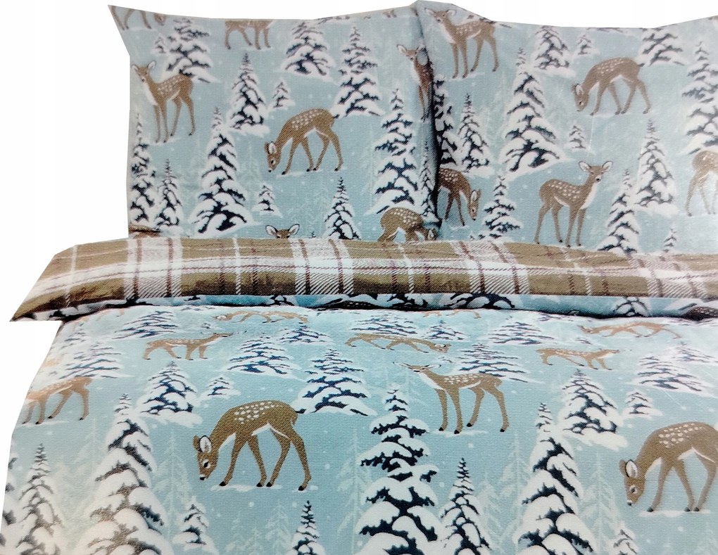 Smukee oboustranné bavlněné Povlečení 160x200 zimní sob jelen 353