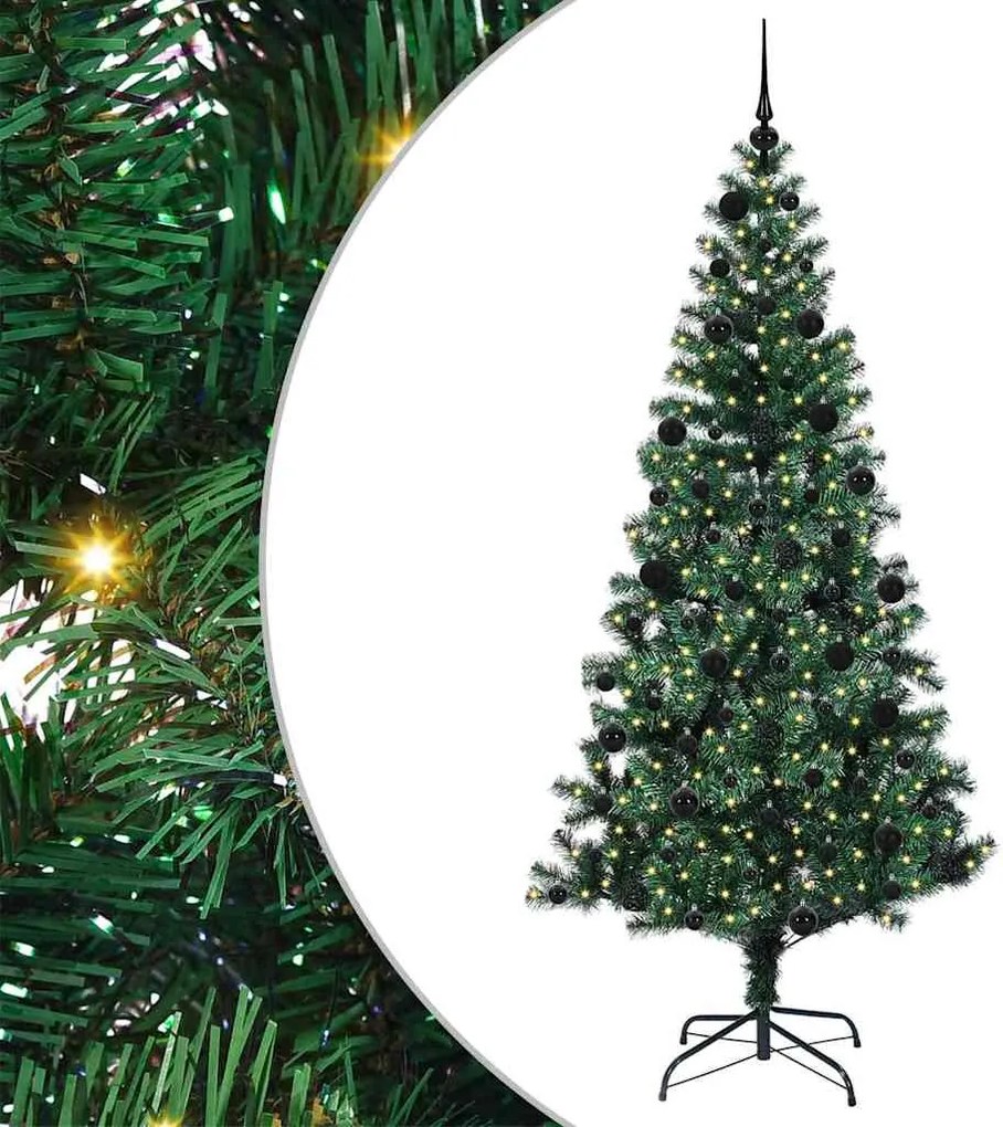 Umělý osvětlený vánoční stromeček Zelená 210 cm PVC a kov 3396776