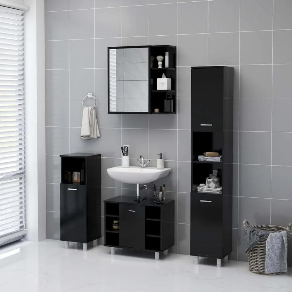 Petromila Koupelnová skříňka se zrcadlem černá 62,5x20,5x64cm dřevotříska