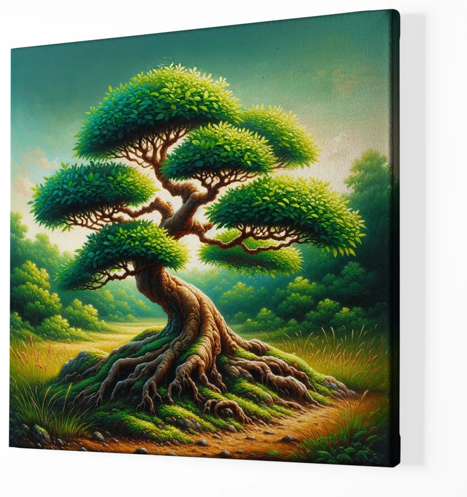 Obraz na plátně - Strom života košatá Bonsai v přírodě FeelHappy.cz Velikost obrazu: 100 x 100 cm