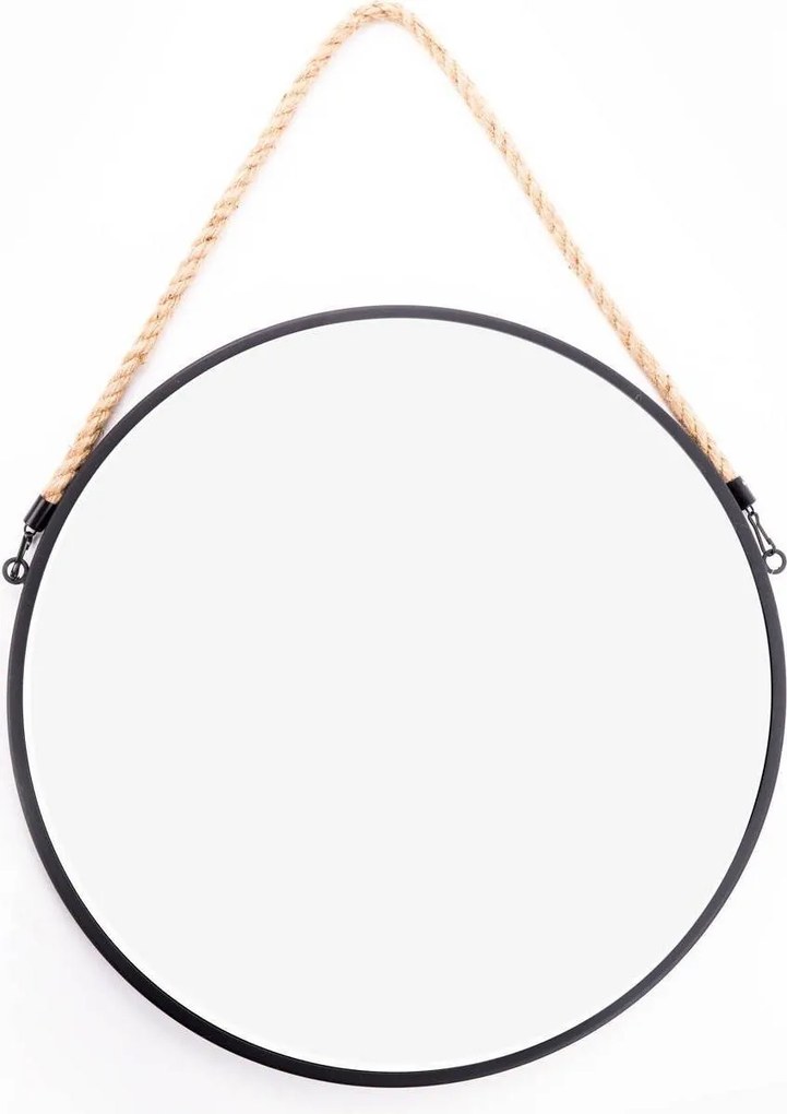 Závěsné zrcadlo v kovovém rámu, průměr 37 cm