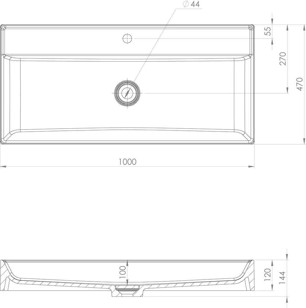 Sapho Twig umyvadlo 100 x 47 cm s otvorem pro baterii bez přepadu litý mramor bílá TW100