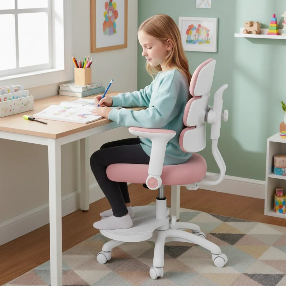 Dětská rostoucí židle Neoseat KIDDY THREE — látka, růžová