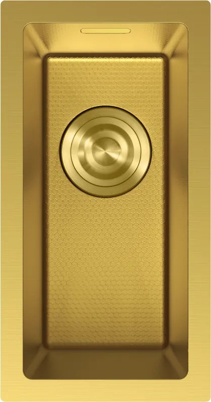 Mexen Trixo, 1-komorový nerezový dřez 230 x 440 mm, broušená zlatá, vzor voština, 6411221000-55HC