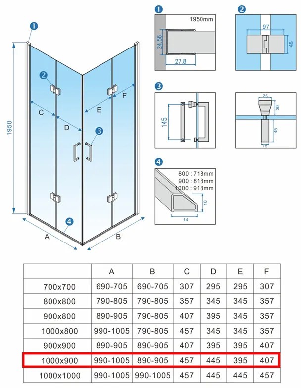 BPS-koupelny Obdélníkový sprchový kout HYD-OK13A 100x90 bílá/transparent - bez vaničky