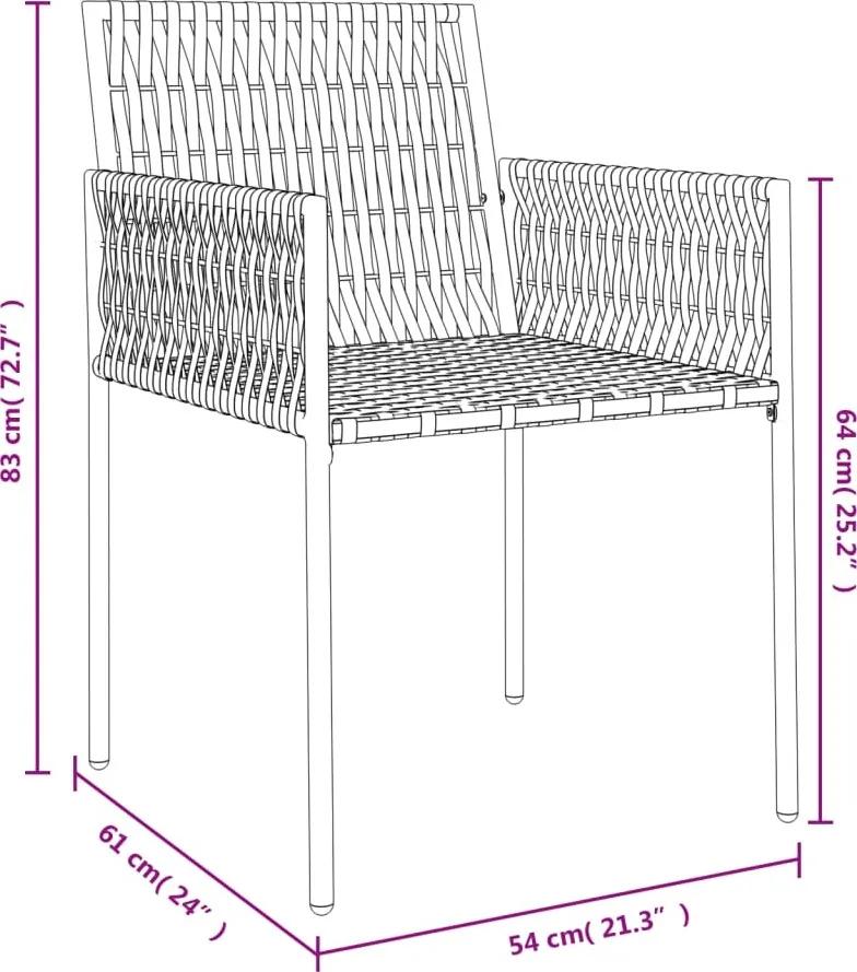 vidaXL Zahradní židle s poduškami 4 ks 54 x 61 x 83 cm polyratan [3187087] Barva: Hnědá