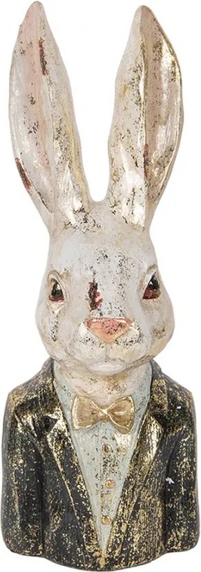 Dekorace busta králík se zlatým třpytem - 13*12*32 cm