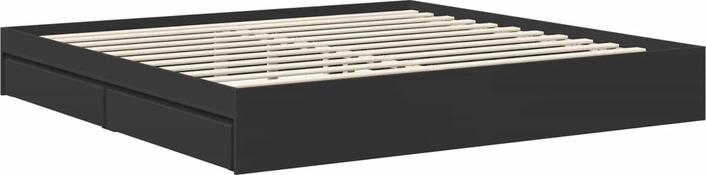 Postel s úložným prostorem Černá 200 x 200 cm Kompozitní dřevo 3411174