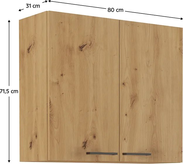 Horní skříňka, černý mat / dub artisan, Monro 80 G-72 2F