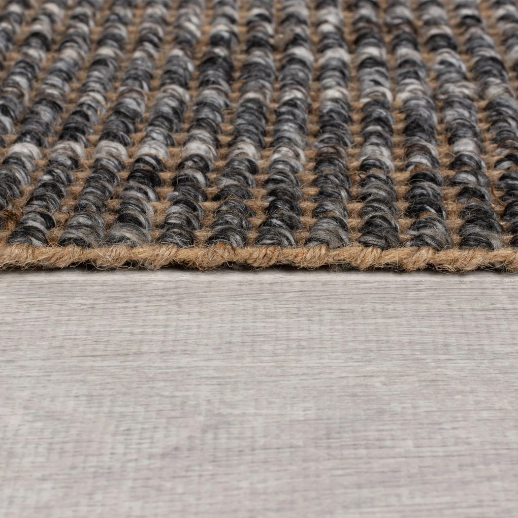 Flair Rugs, Kusový koberec Mottle Jute Ombre Grey, 200x290, šedá, chodba / předsíň
