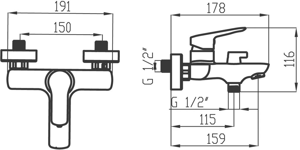 Novaservis Novaservis, Vanová baterie bez příslušenství 150 mm Metalia 54, chrom, 54021/1-0
