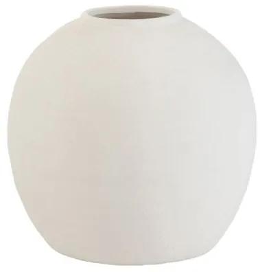 Cementová kulatá bílá váza, výška 28cm, délka 30cm | BIANO