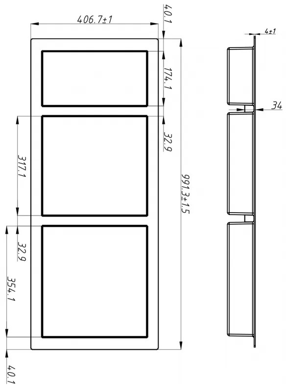 Mexen X-Wall-S, SMC polička na zapuštění do zdi s přírubou 99,1 x 40,7 cm, bílá, 1901994109