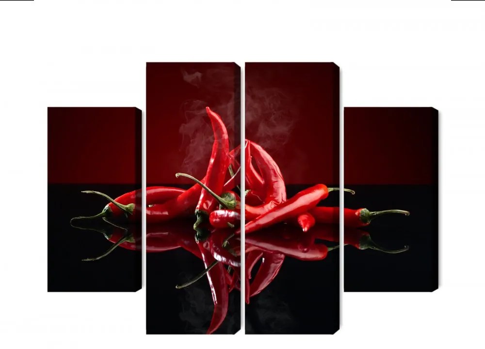 Vícedílný obraz Červené Chilli Papričky Nedostatek Nedostatek Plátno Canvas 200x150