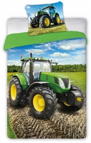 Dětské povlečení zelené s motivem traktoru 140x200cm/70x80cm Rozměr: 140x200cm+70x80cm, Vzor: bavlna