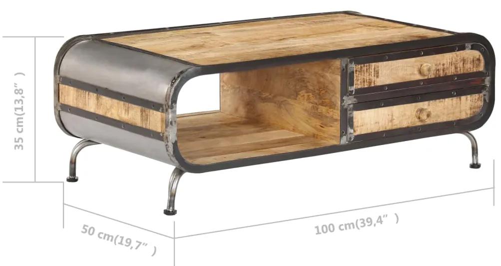 Konferenční stolek 100 x 50 x 35 cm masivní mangovníkové dřevo - Default Title