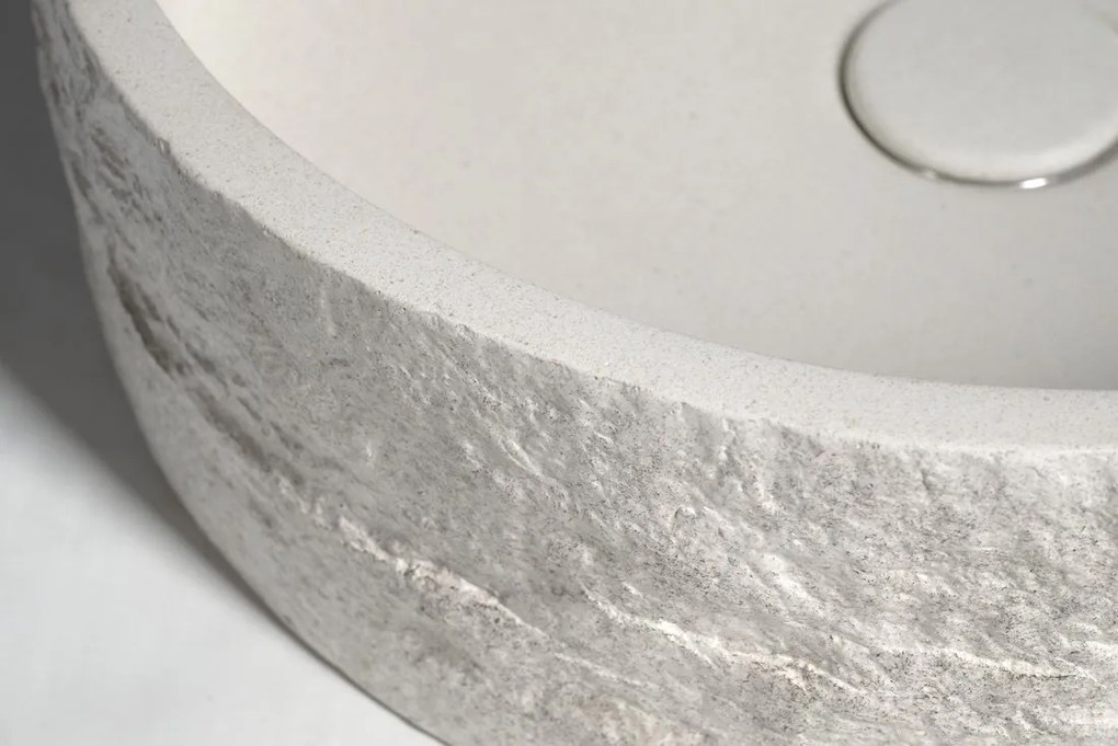 Sapho Sapho, ISPIR betonové umyvadlo včetně odtoku, 40cm, bílý pískovec, AR474