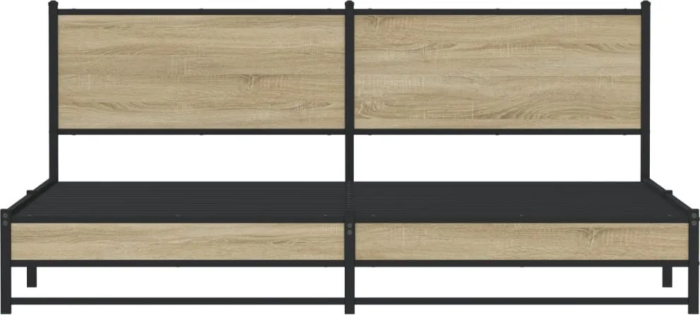 Kovový rám postele bez matrace dub sonoma 200 x 200 cm 3301398