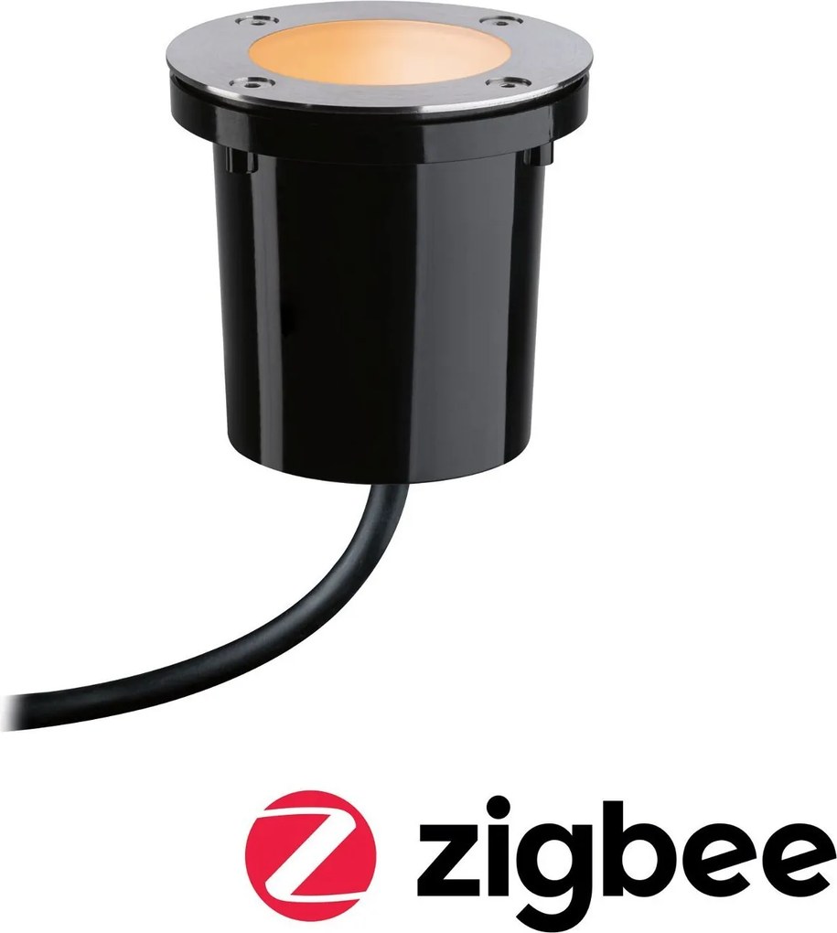 P 94588 Plug & Shine LED zemní svítidlo Smart Home Zigbee zlaté světlo spot neláká hmyz IP65 CCT 4,6W černá/ocel - PAULMANN