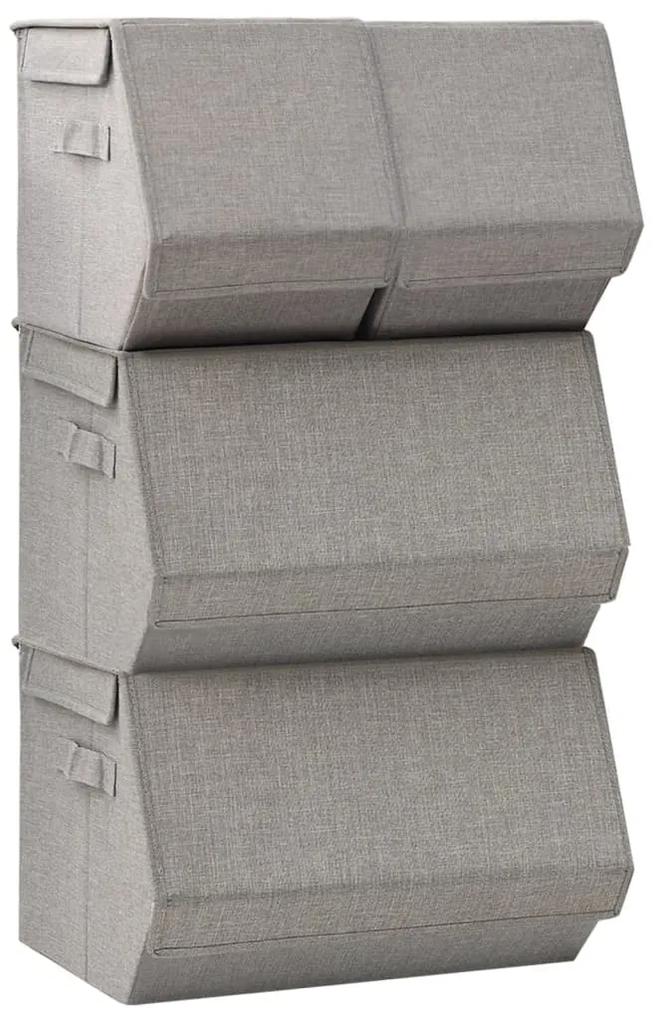 Stohovatelné úložné boxy 4dílná sada textil šedé - Default Title