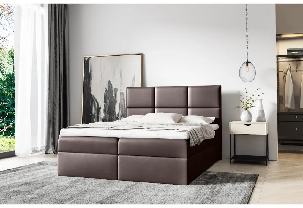 Čalouněná postel boxspring IMBIR + topper, 200x200, madryt 928