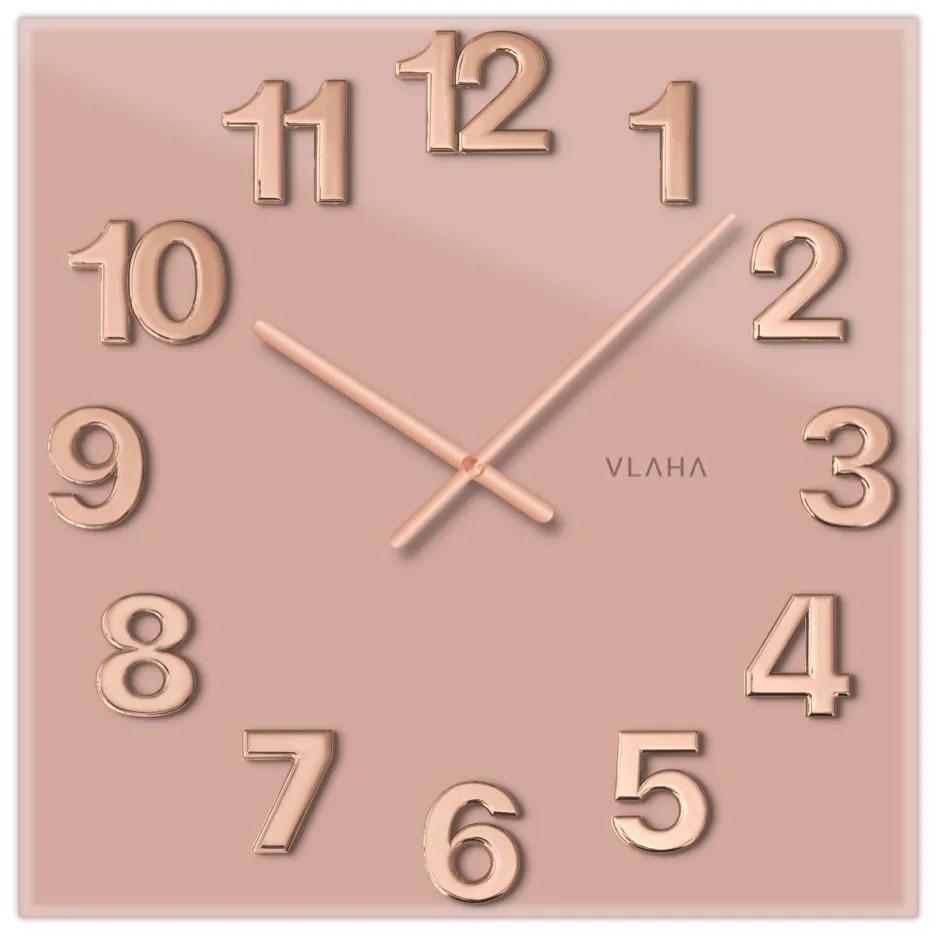 VLAHA GLASSICO Skleněné růžové hodiny vyrobené v Čechách VCT1108