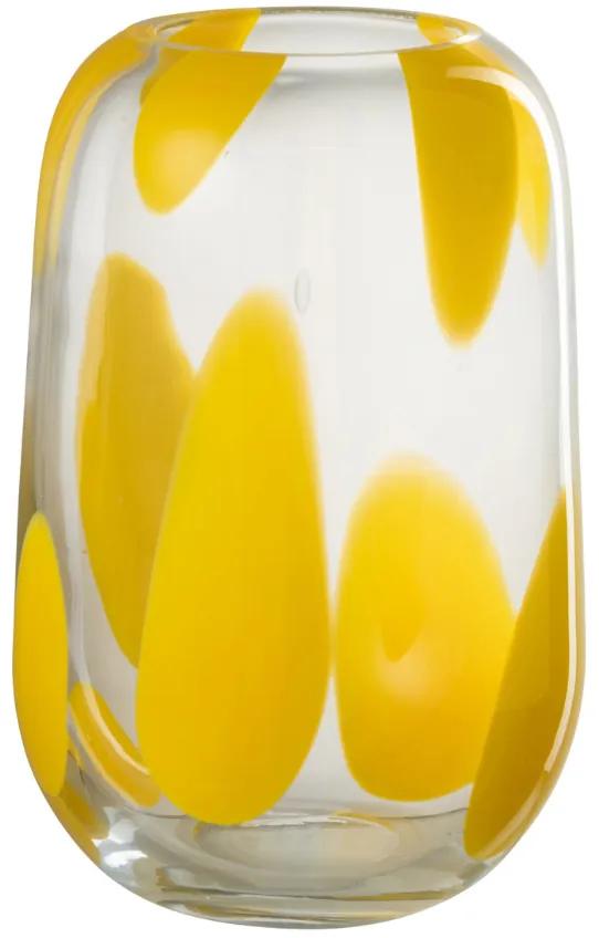 OnaDnes -20% Žlutá skleněná váza J-line Spune 24 cm