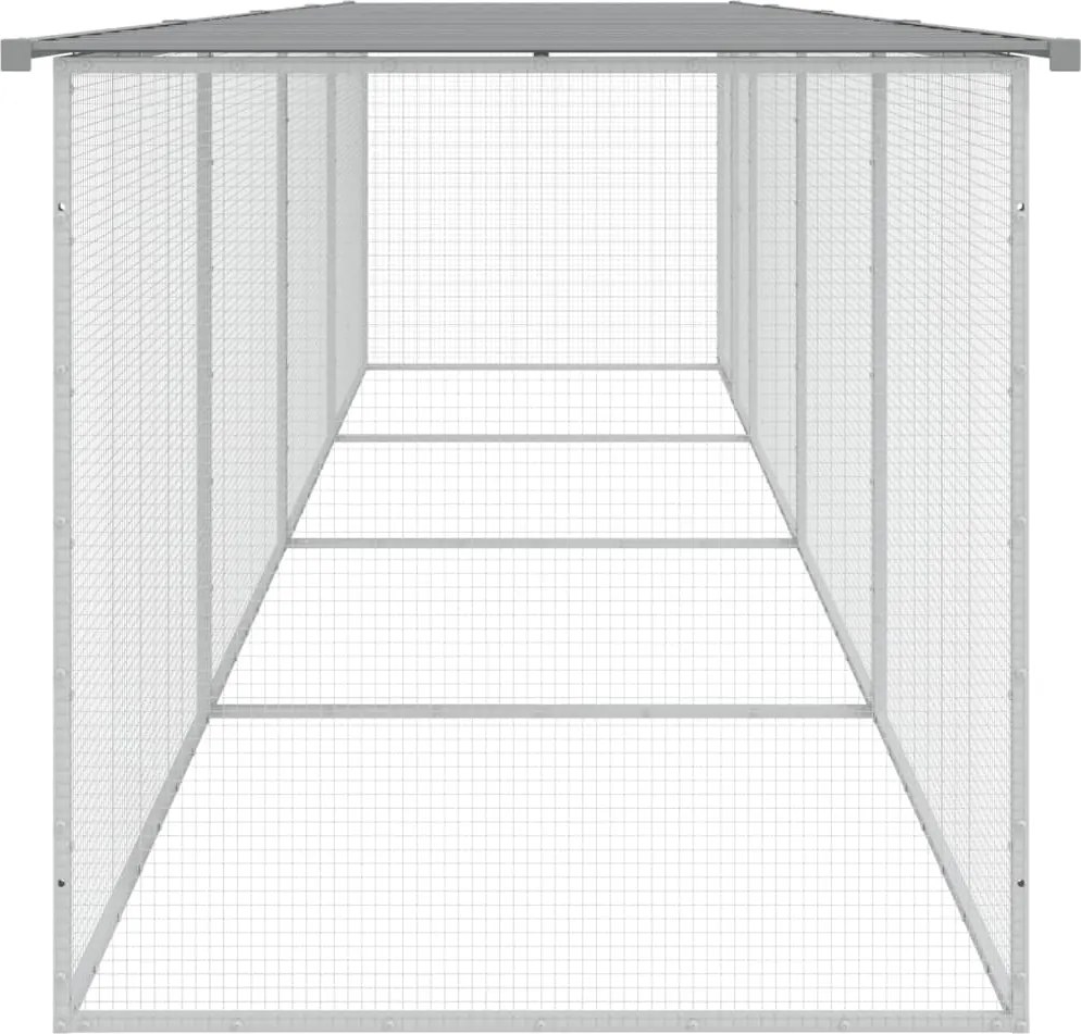 Klec pro kuřata se střechou světle šedá 403 x 98 x 90 cm ocel 3189055