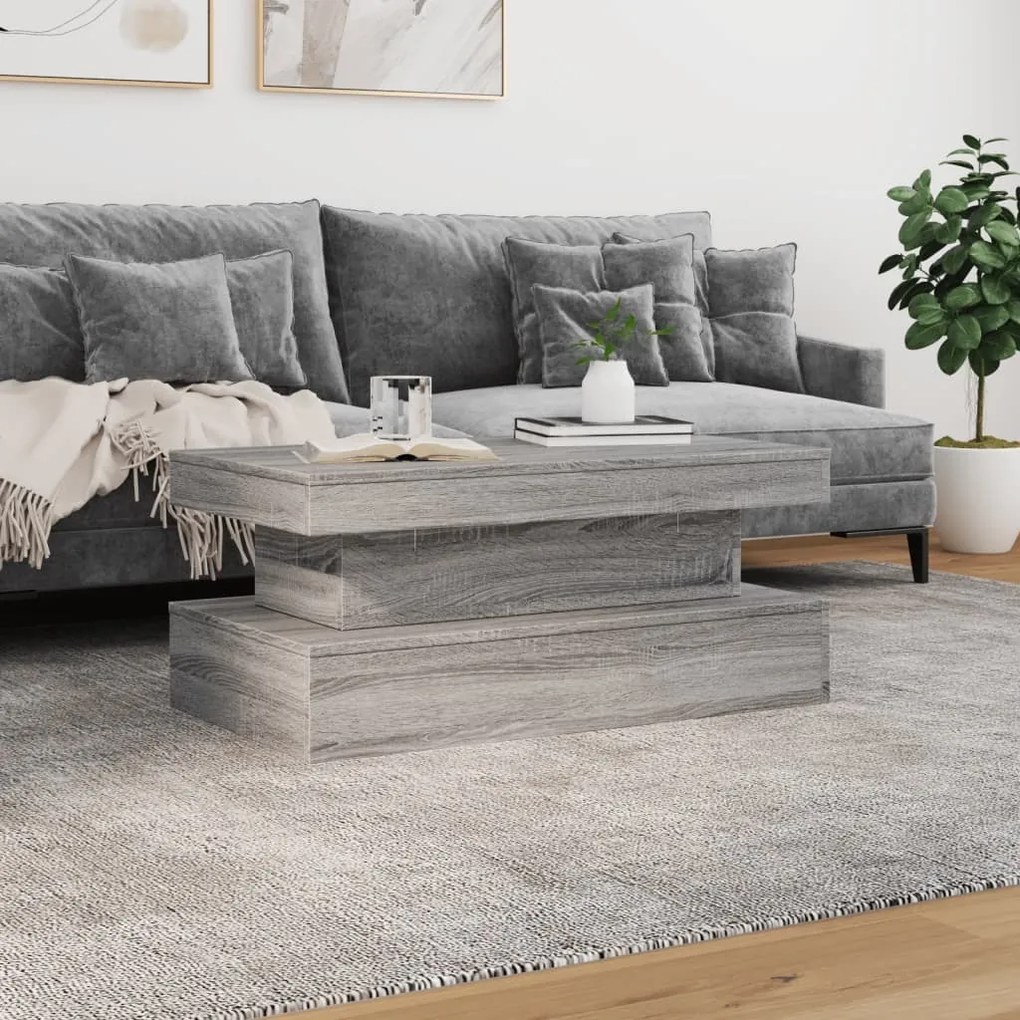 vidaXL Konferenční stolek s LED osvětlením 90 x 50 x 40 cm [839848] Barva: šedá sonoma