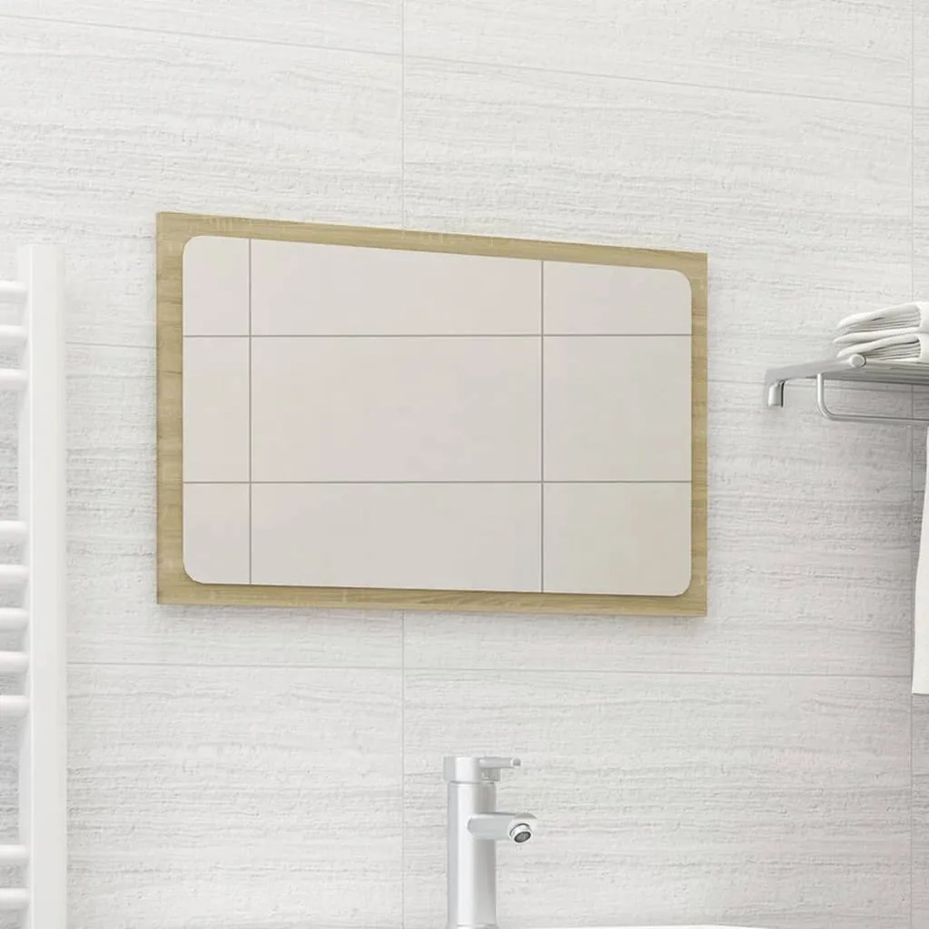804609 vidaXL Koupelnové zrcadlo dub sonoma 60 x 1,5 x 37 cm dřevotříska