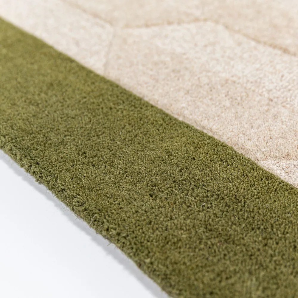 Zelený/v přírodní barvě ručně tkaný vlněný koberec 160x230 cm Apex Border Wool – Flair Rugs