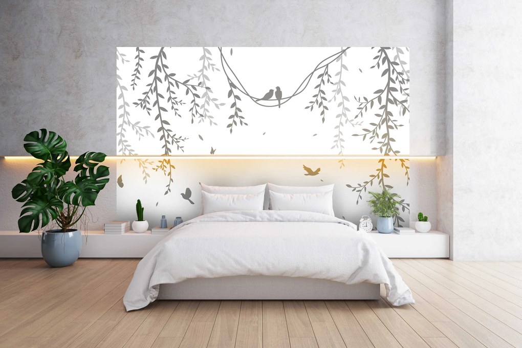 Malvis ® Tapeta Minimalistická tapeta ptáčci Vel. (šířka x výška): 360 x 260 cm