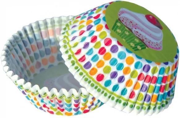 Košíčky papírové Cupcake zelený puntík, 50 ks, v.30xpr.50 mm