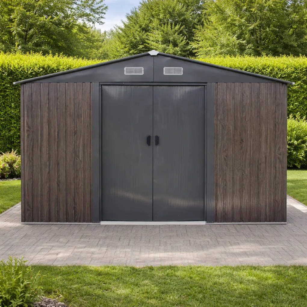 Zahradní domek BestBerg BBSH-1113WT / 13,3 m² / 342,5 x 389 x 202 cm / bílé dřevo/taupe