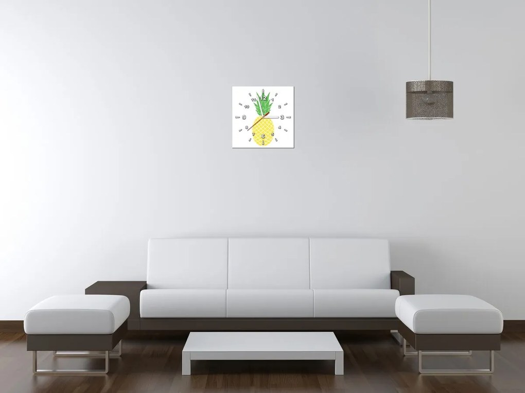 Gario Obraz s hodinami Ananas Rozměry: 40 x 40 cm