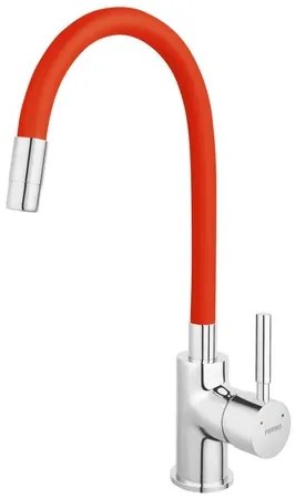 Dřezová baterie Novaservis se silikonovým ramínkem červená/chrom 70710,0CV